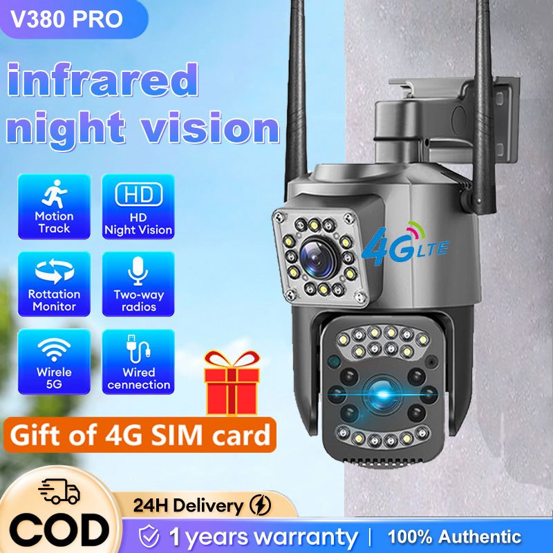 Jual V380 pro Dual Lens CCTV WiFi/SIM 4G Kamera 8MP HD Panorama 360 ° IP Camera Human Tracking ...