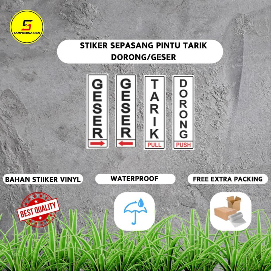Jual Sepasang Sign Label Sticker Pintu Tarik Dorong / Stiker Pintu Push ...