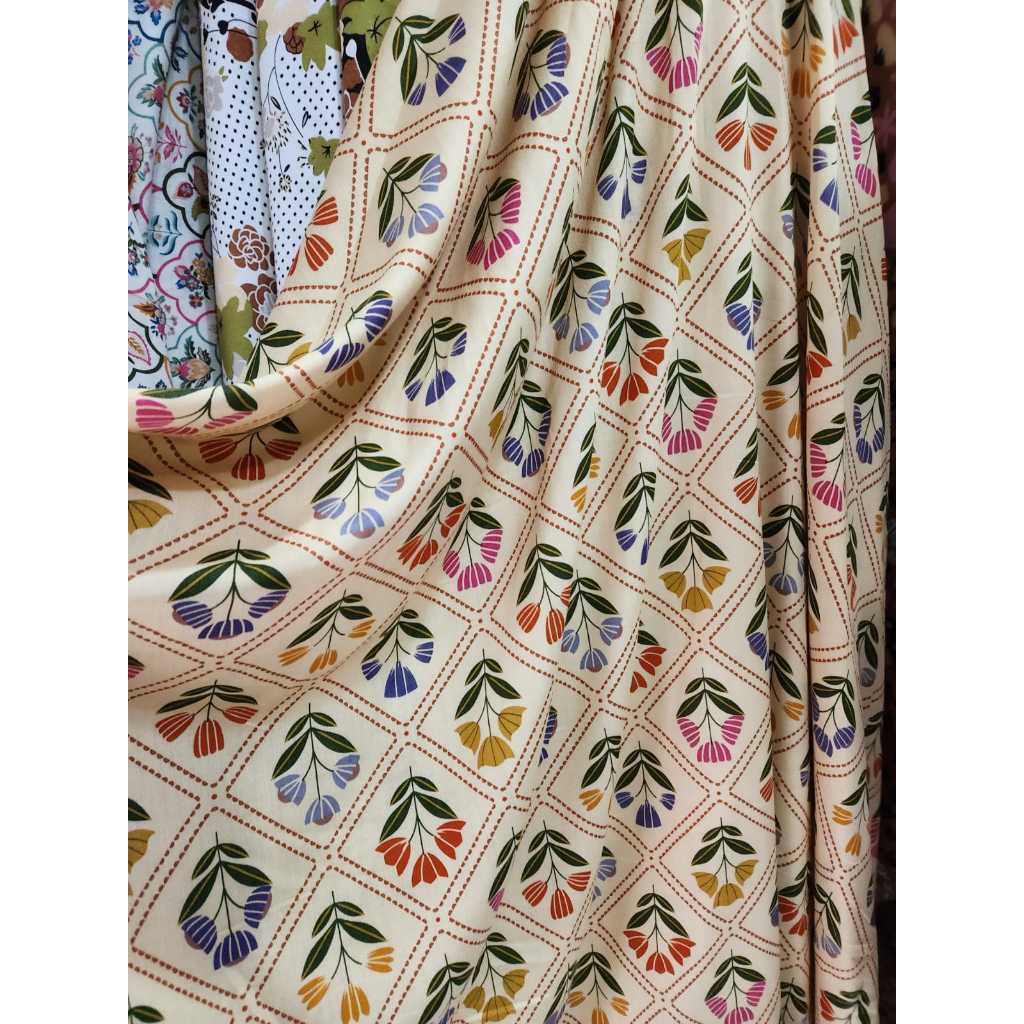 Jual kain katun rayon viscose motif bunga mootf kerang motif kotak ...