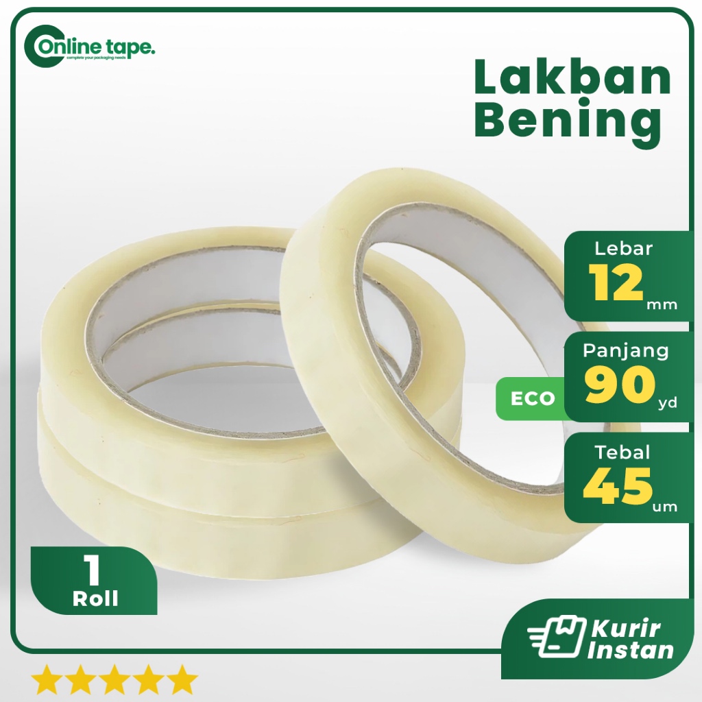 Jual Isolasi Bening 90 Yard 12 mm FULL / Lakban / Solatip Online Tape ...