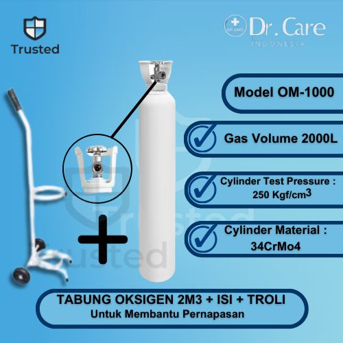 Jual Tabung Baru Oksigen 2M3 + Isi Oksigen + Troli | Shopee Indonesia