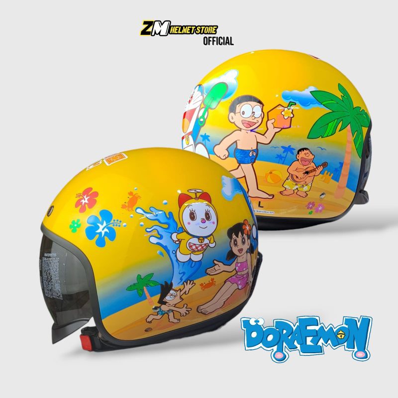 Jual Helm Retro MDS MAGNUM Motif Doraemon Yellow Classic Standard SNI ...