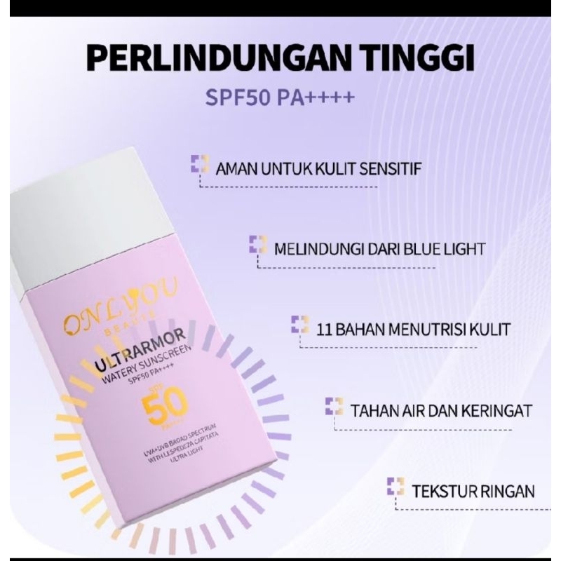Jual Onlyou ultrarmor watery sunscreen SPF50 PA++++ 40ML | Shopee Indonesia
