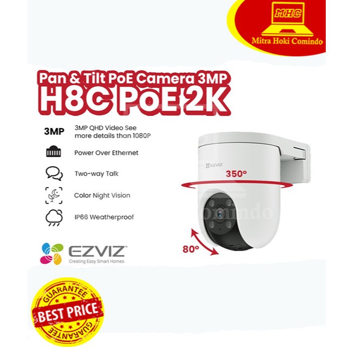 Jual CAMERA CCTV EZVIZ H8C POE 3MP Smart Home Pan & Tilt PoE IP Camera ...