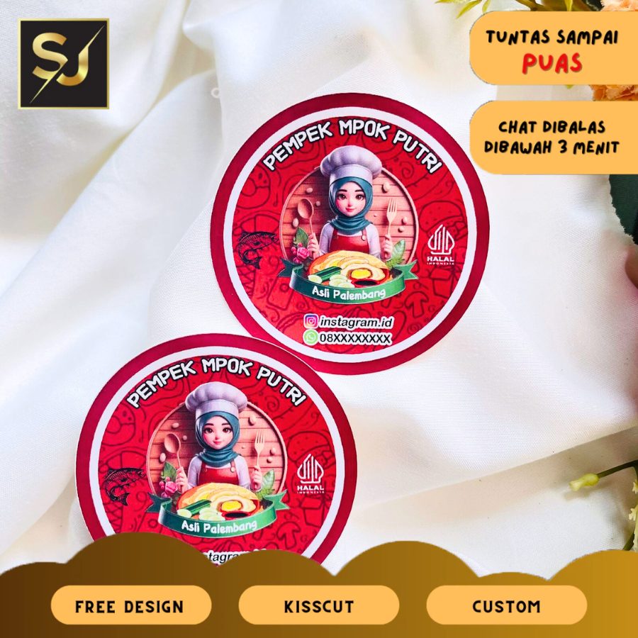 Jual 2-4 Sangjaya Sticker Label Makanan Pempek Tekwan Stiker Bulat ...