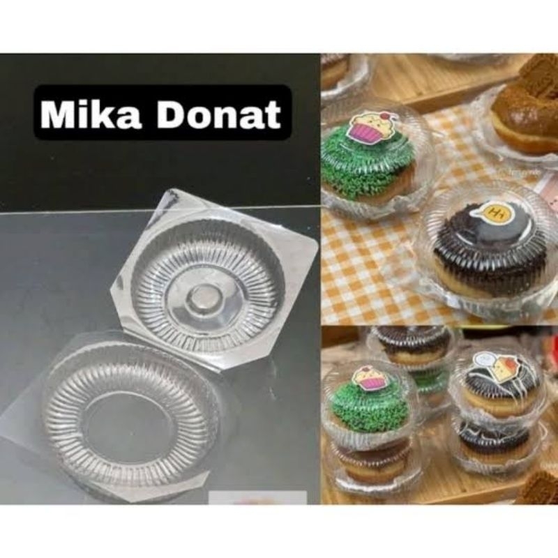 Jual Mika Donat Bulat 35 gram / Tray Mika Donut Bening isi 50 pcs ...