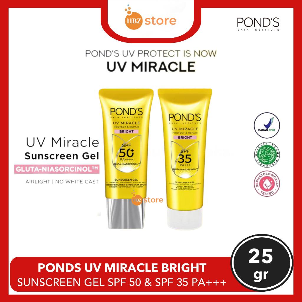 Jual Ponds UV Miracle Bright Sunscreen Gel SPF 50 & SPF 35 PA+++ 25gr - Protect & Repair ...
