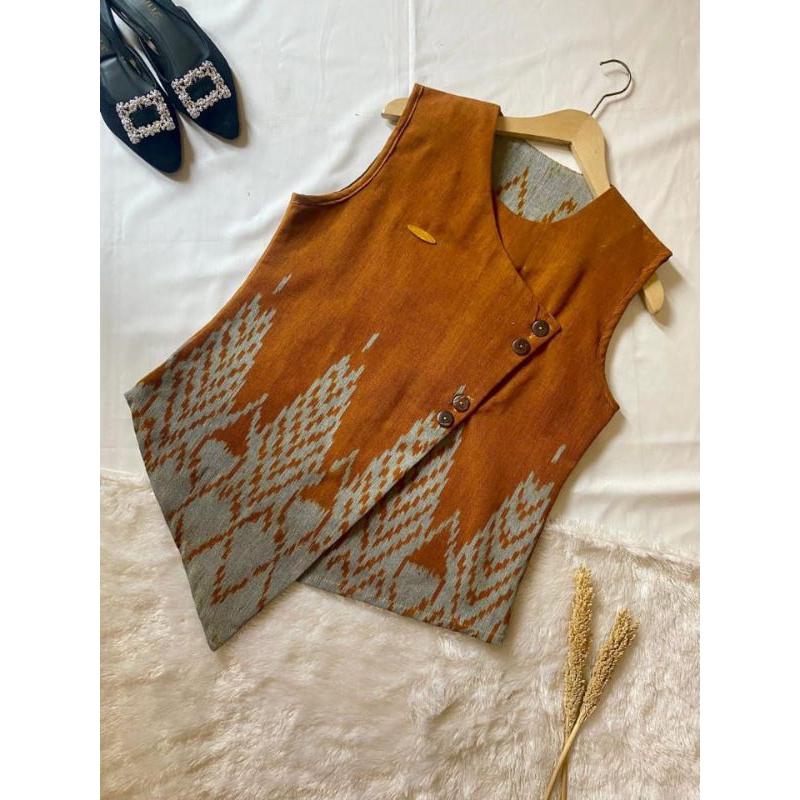 Jual ( READY STOK ) VEST PENDEK TENUN ETNIK WANITA KEKINIAN MOTIF ...