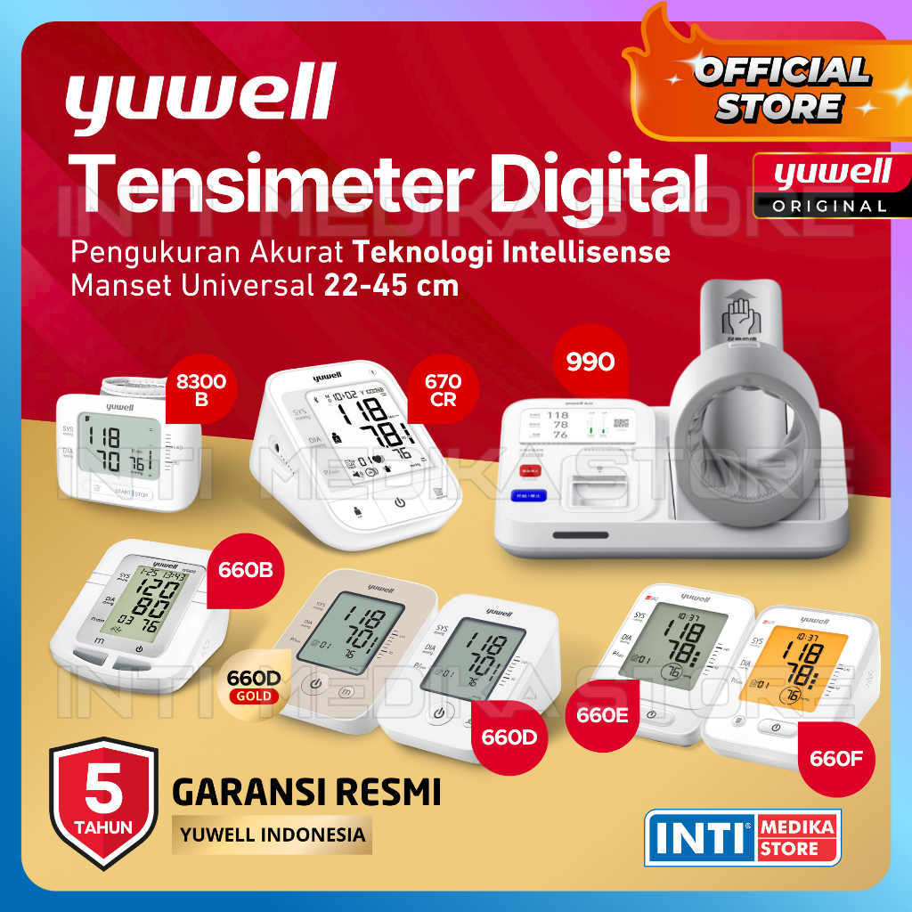 Jual YUWELL - Tensimeter Digital YE 660B 660D 660E 660F 670 CR 990 ...