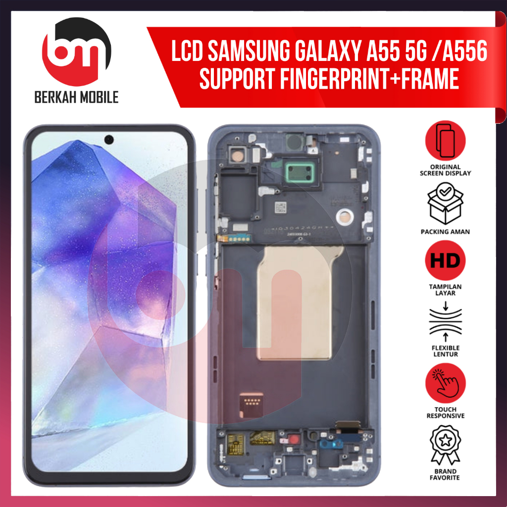 Jual LCD SAMSUNG GALAXY A55 5G PLUS FRAME SUPPORT FINGERPRINT ORIGINAL ...