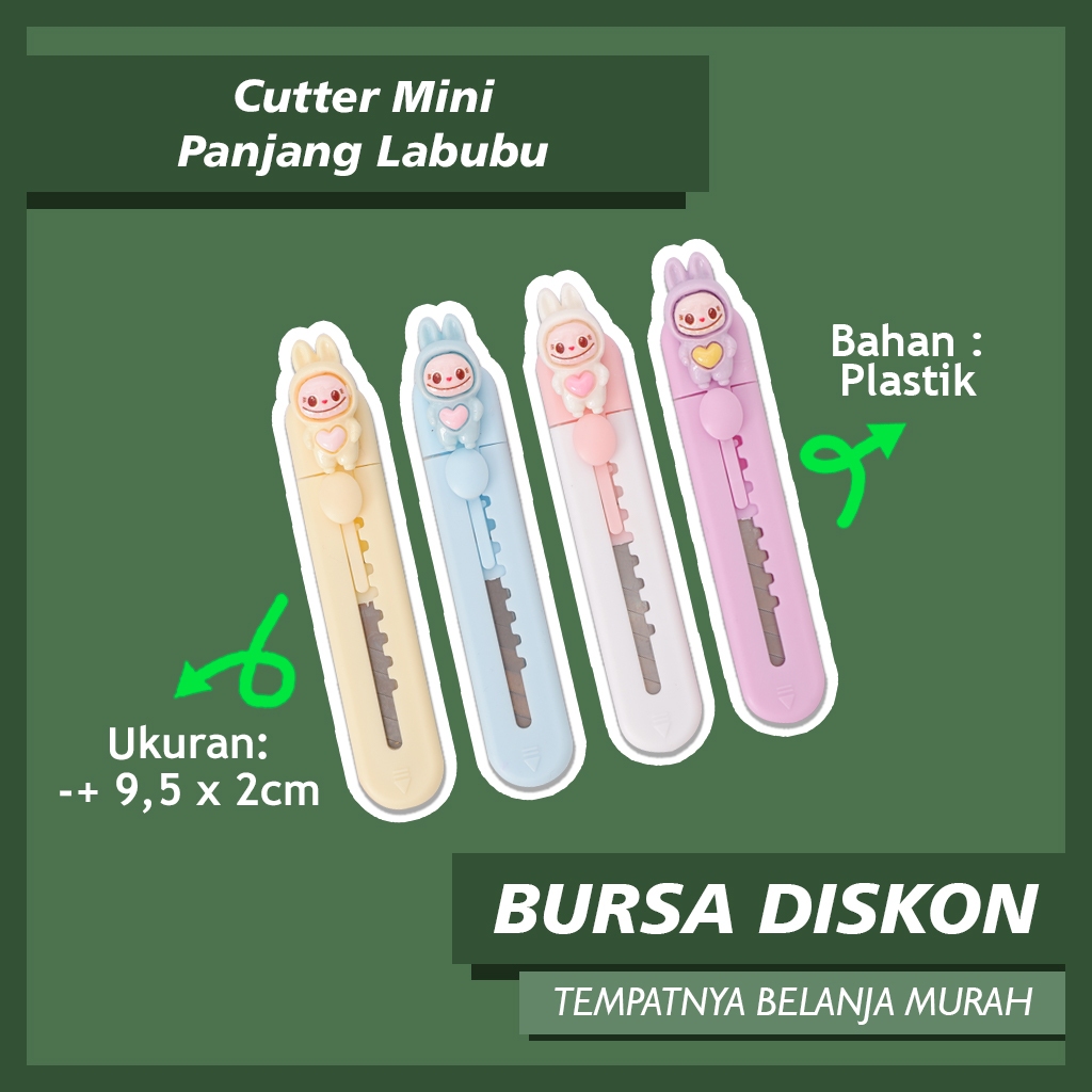 Jual Cutter Mini Panjang Labubu MN-1684 Pemotong Kertas Kater Karakter ...