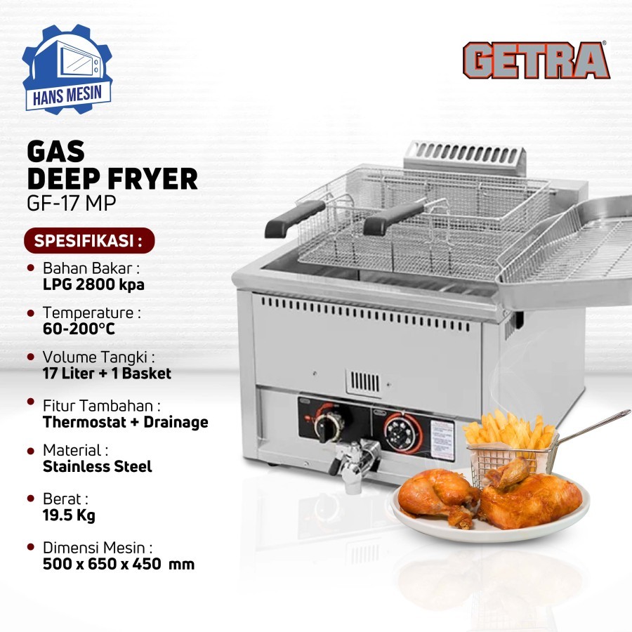 Jual GAS DEEP FRYER GETRA TABLE TOP GF-17MP / GF17MP / GF 17MP | Shopee ...