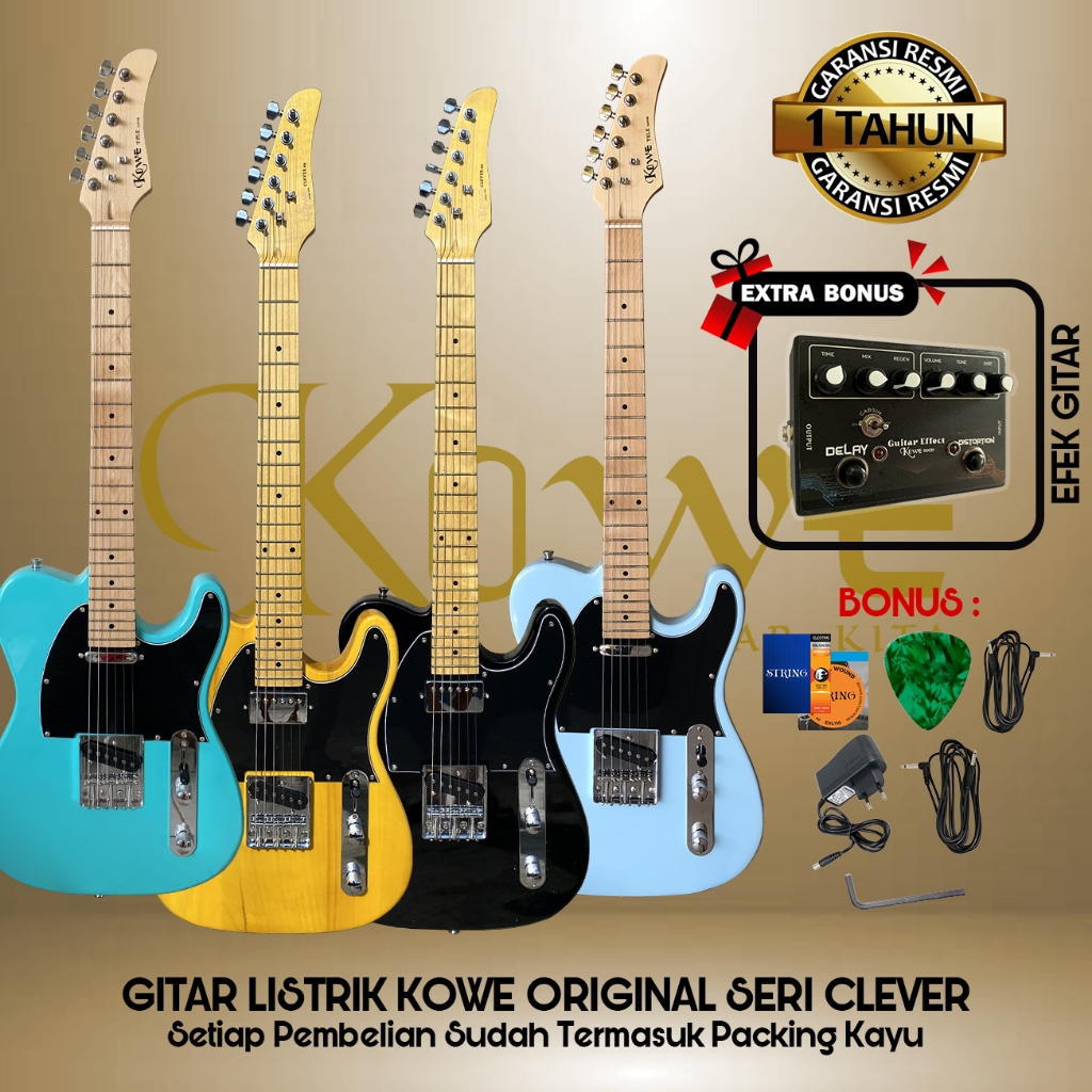 Jual Gitar Elektrik Merk Kowe Original 100% Seri Clever model Tele Free ...