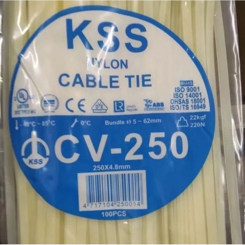 Jual Kabel Ties KSS CV 250 Putih/Hitam CV250 Cable Tie 1 Pack 100pcs (250mm x 4.8mm) Kabel Ties ...