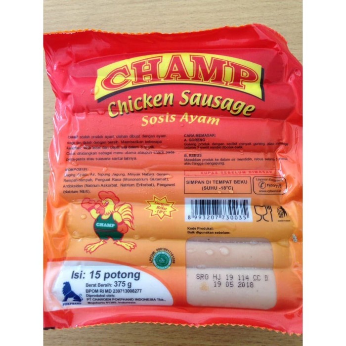 Jual CHAMP SOSIS AYAM BKS 375 GR (FROZEN FOOD) | Shopee Indonesia