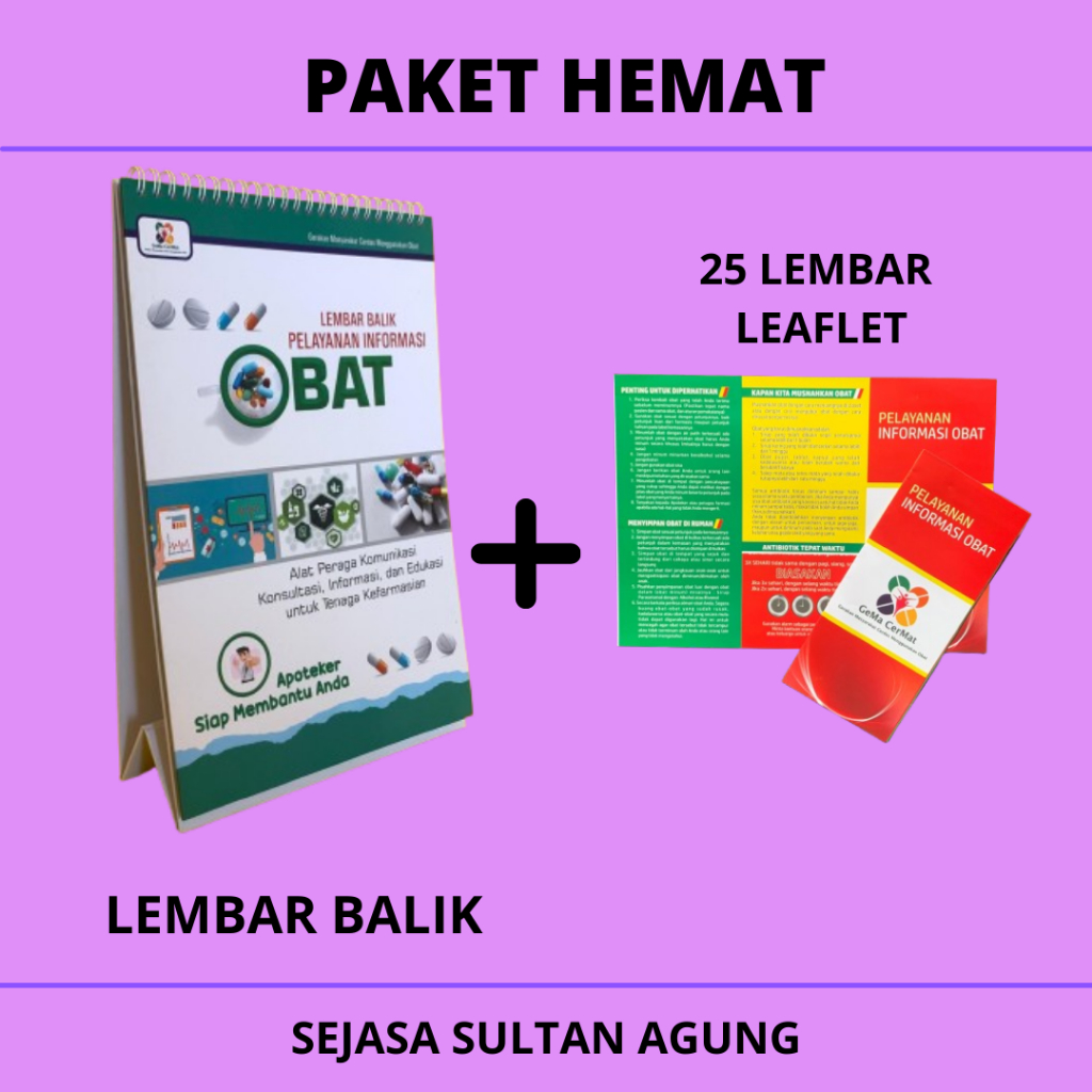 Jual Paket Lembar Balik + Leaflet | Media Promkes Tema Obat | Brosur PIO | Pelayanan Informasi ...
