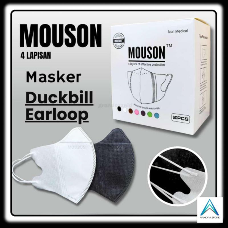 Jual Masker Duckbill Mouson 4 Ply isi 50 Pcs Embos Medical Grade Best ...