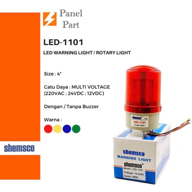 Jual WARNING LIGHT ROTARY 4inch SHEMSCO, LED-1101, MULTI VOLT, BUZZER ...