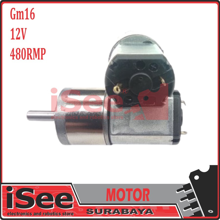 Jual GM16 DC Motor 12V 480rpm micro speed gear box High Torque ...