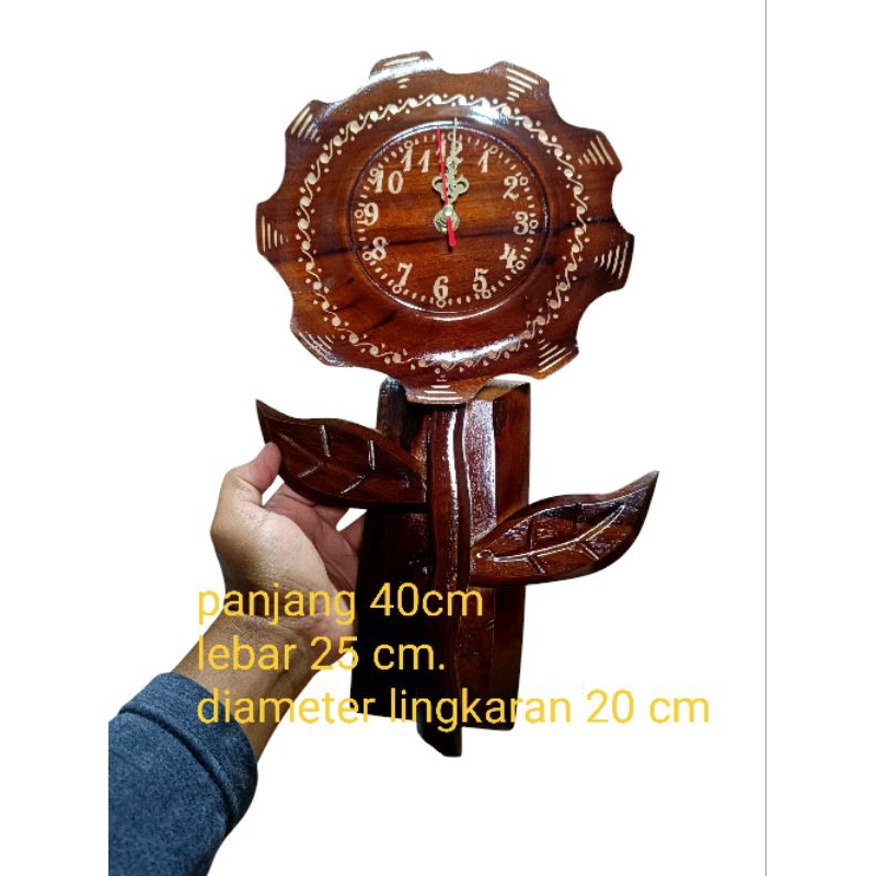 Jual jam dinding kayu jati model bunga | Shopee Indonesia