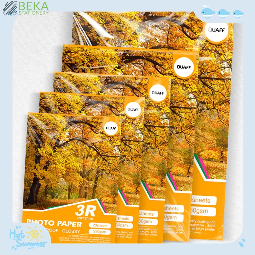 Jual Kertas Foto Glossy A3/A4/5R/4R/3R - QUAFF Waterproof Photo Glossy ...