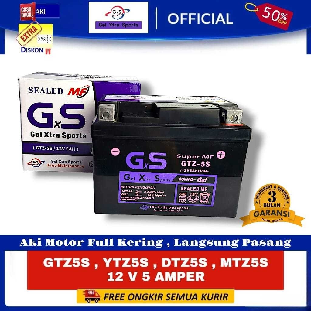 Jual Aki Motor Full Kering MF 12 V 5Ah GTZ5S Vixion Byson Xeon NVL Mio ...