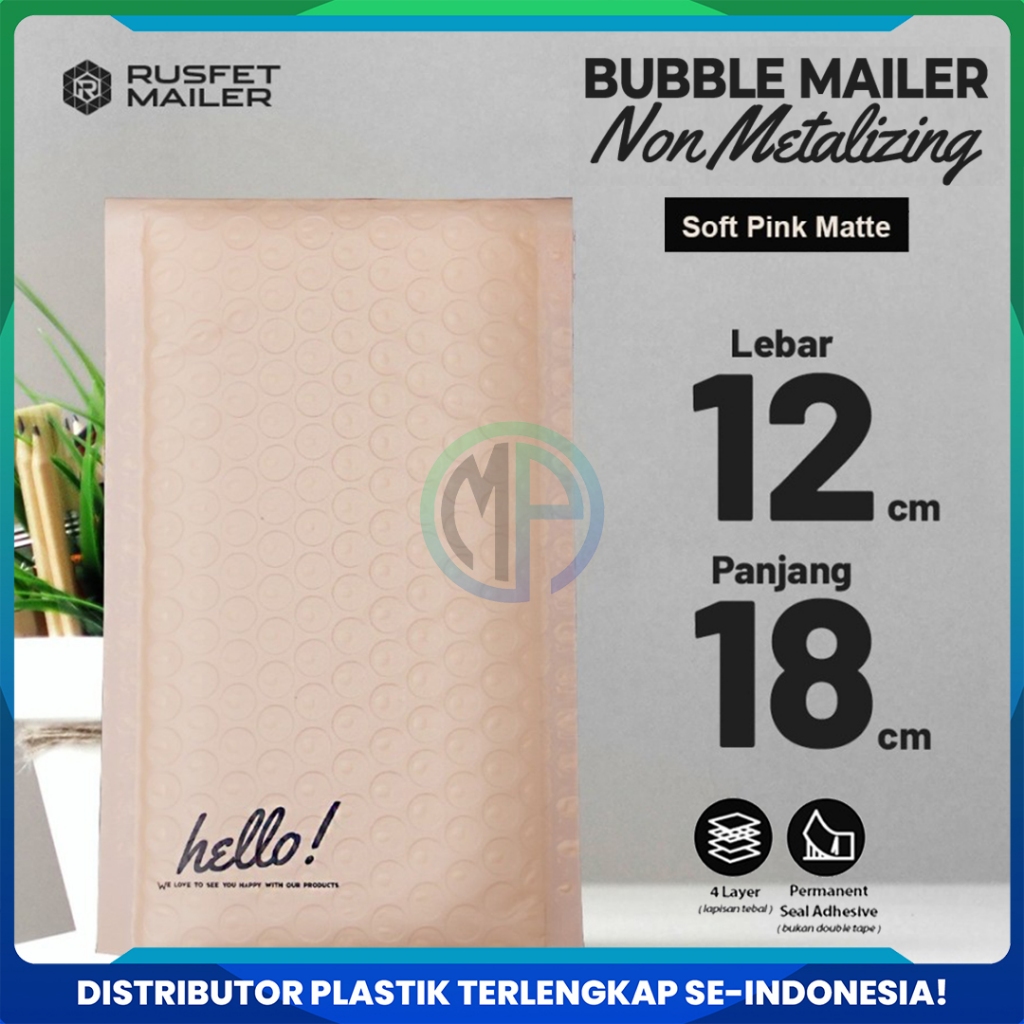 Jual Amplop Security Bubble Mailer Soft Pink 12cm x 18cm Premium Solid Color Merek Rusfet Harga ...