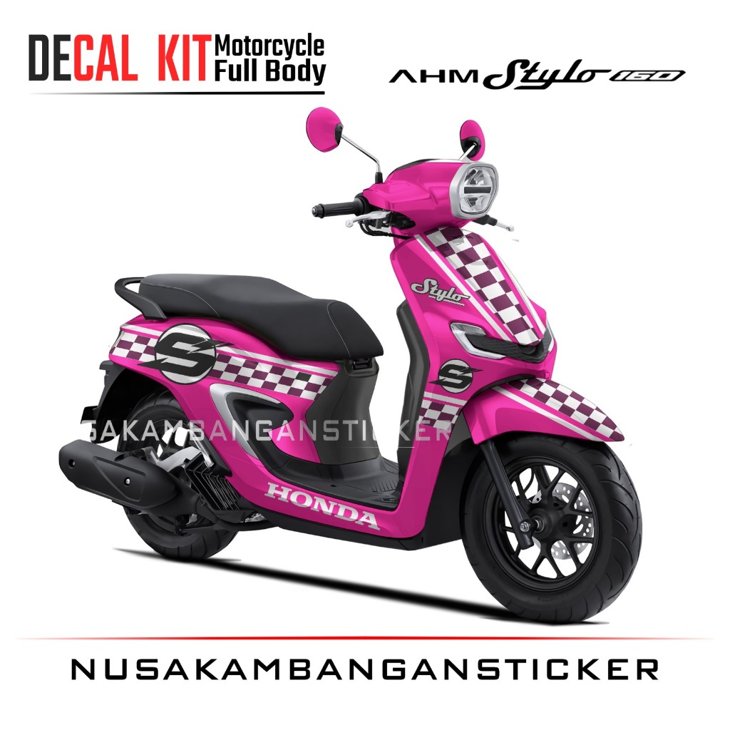 Jual DECAL STICKER HONDA STYLO 160 PINK MAGENTA MOTIF GRAFIS HITAM ...