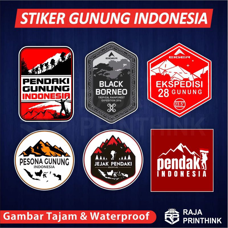 Jual Sticker Stiker Gunung Indonesia / Stiker Pendaki Black Borneo ...