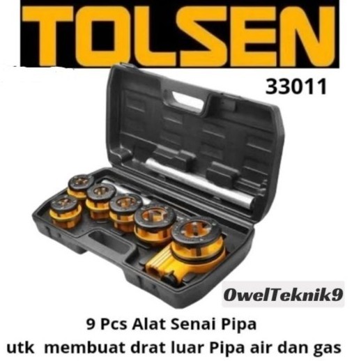 Jual OwelTeknik9 - 9 Pcs Pipe Threading Set TOLSEN 33011/Alat Senai ...