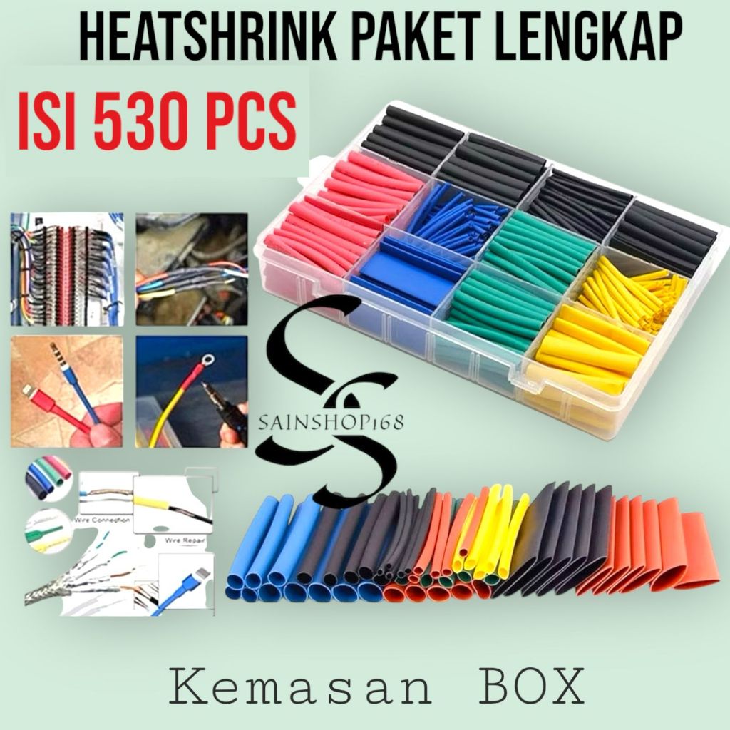 Jual SET KABEL ISOLASI BAKAR 530PCS HEATSHRINK TUBE KEMASAN BOX ...