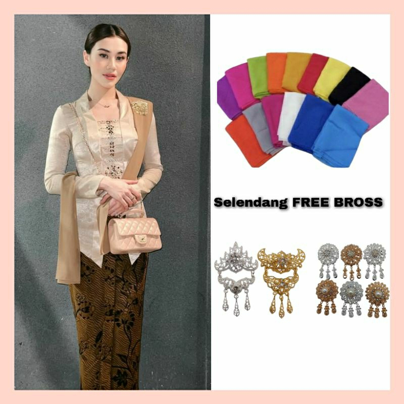 Jual Selendang Kebaya polos free bros | Selendang Pundak kebaya ...