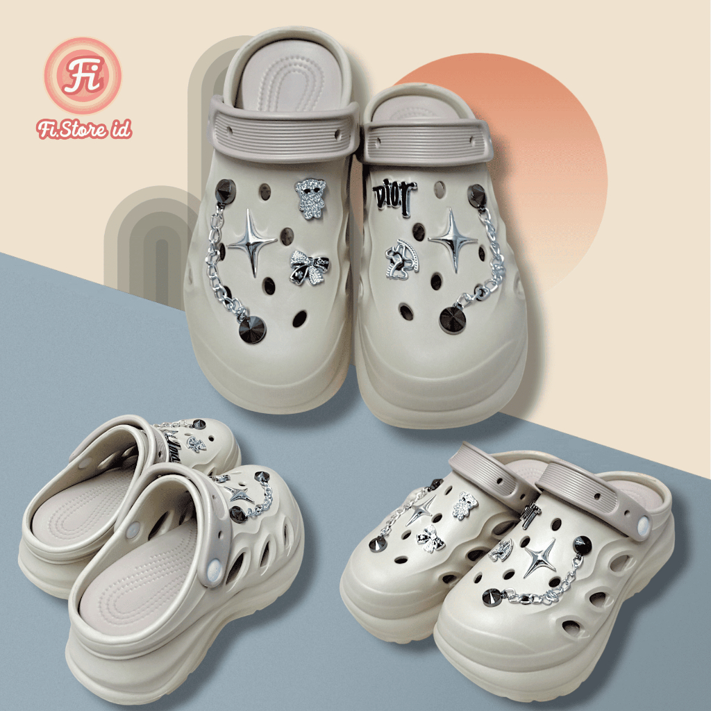 Jual Sandal Crocs Kodok Baim Wanita Wedges Dior (Krem) By Fi.Store ...