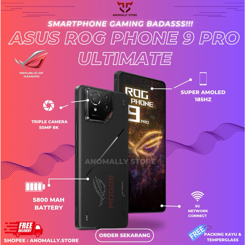 Jual ASUS ROG PHONE 9 PRO Ram 24/1Tb Black Resmi Fullset | Shopee Indonesia