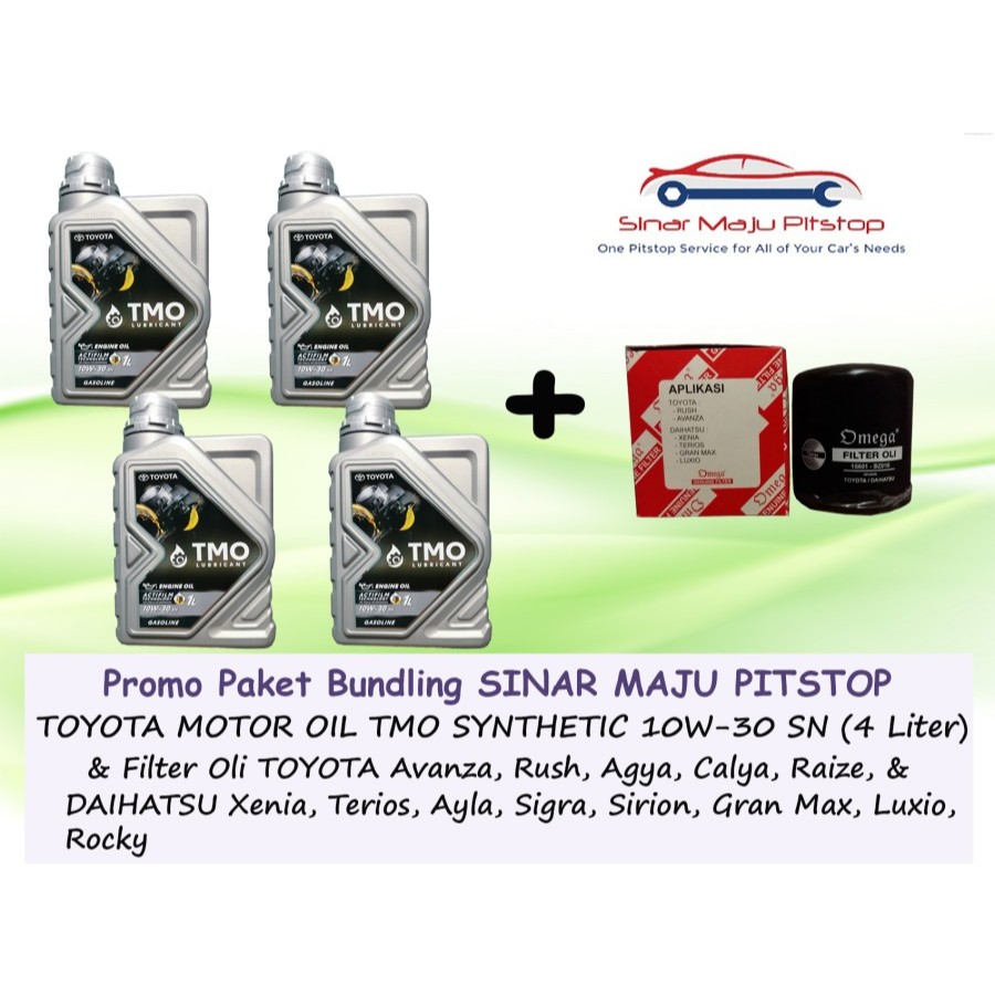 Jual Paket Oli TMO TOYOTA MOTOR OIL 10W-30 SN SYNTHETIC 4 Liter ...