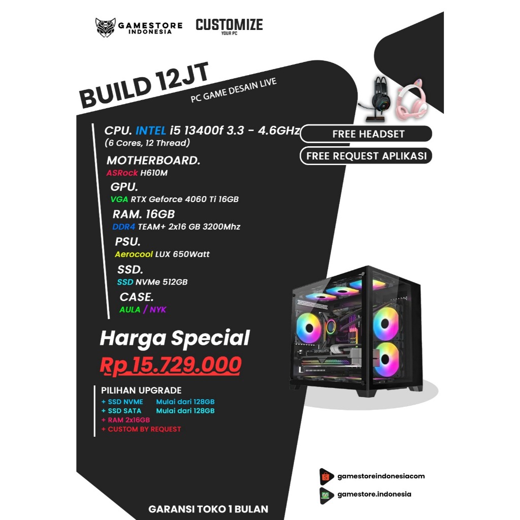 Jual RAKIT PC GAMING BUILD 15JT | Shopee Indonesia
