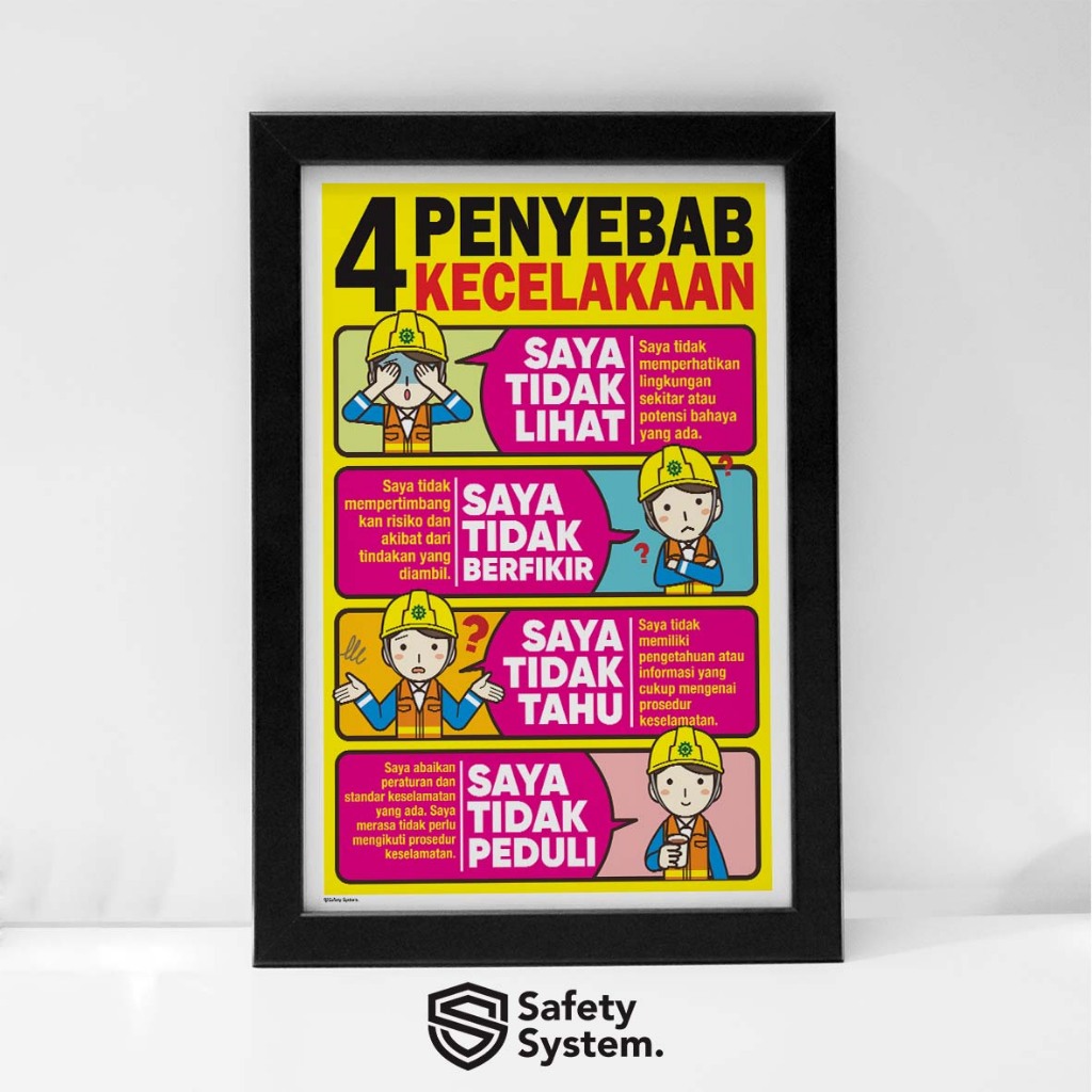 Jual Poster K3 Safety Kesehatan dan Keselamatan Kerja 4 Penyebab ...