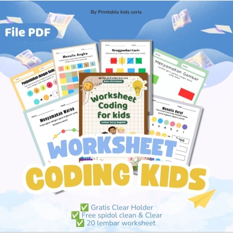 Jual Coding Worksheet for kids, A4 20 lembar | Shopee Indonesia