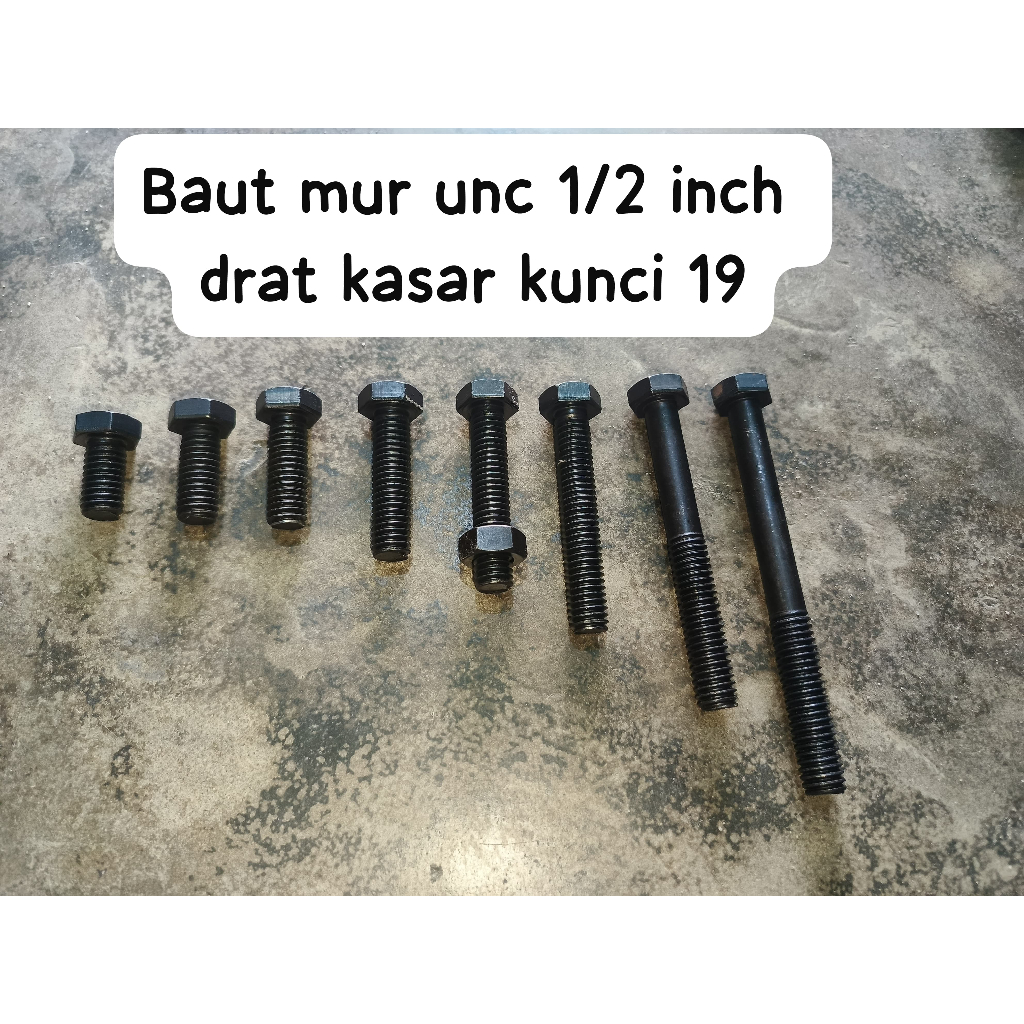 Jual Baut mur 19 drat kasar 1/2inch – unc kasar 1/2”x3/4” s/d 1/2“x5 ...