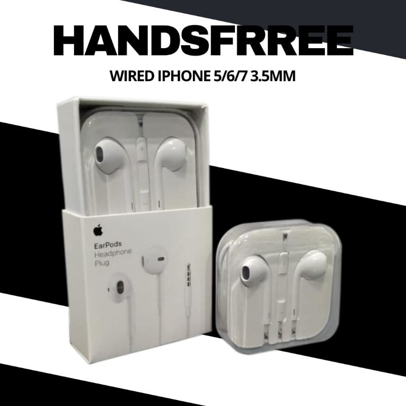 Jual HANDSFREE 100% IPHONE 5/6 WHITE PACK | Shopee Indonesia