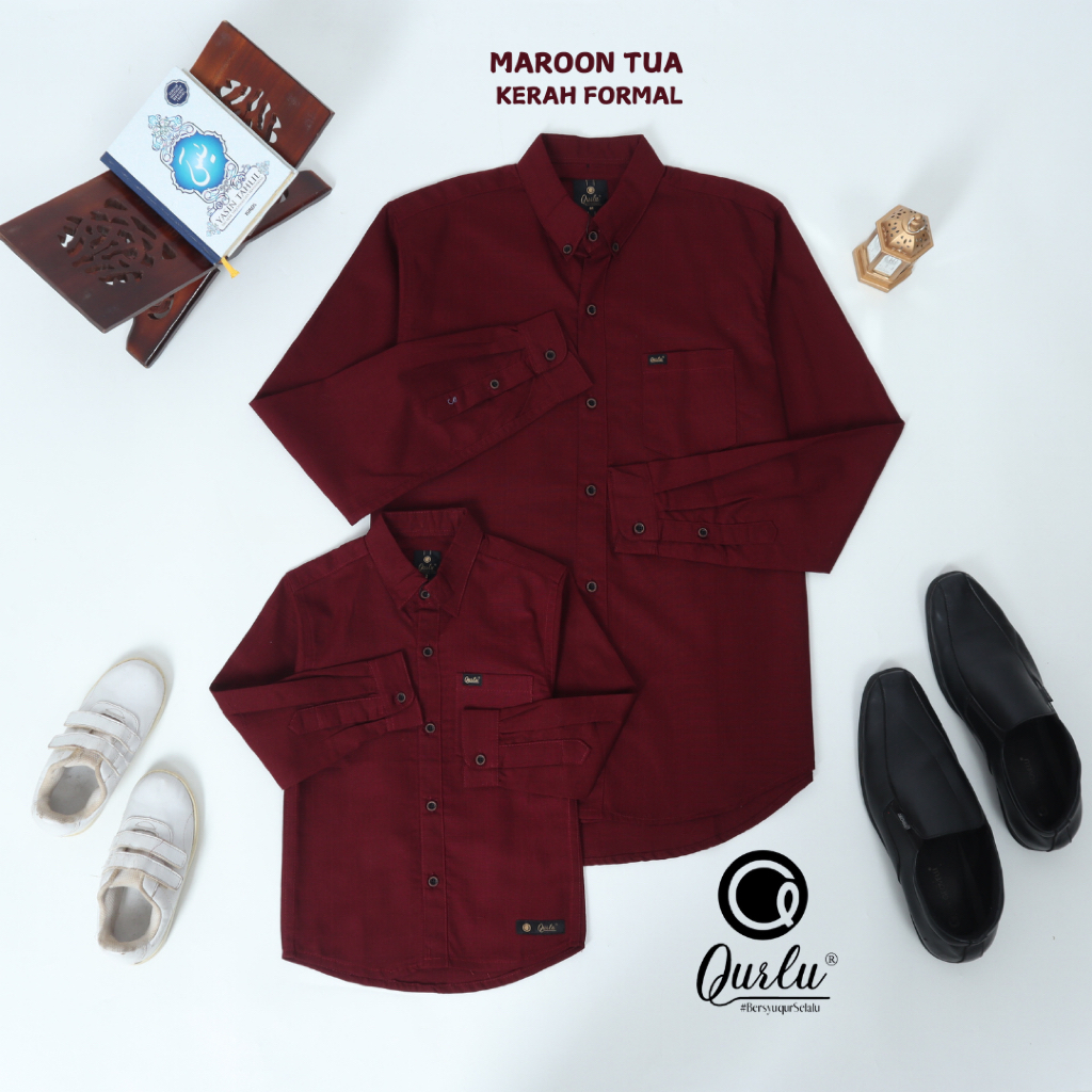 Jual Qurlu - Kemeja KERAH FORMAL dewasa/anak warna MAROON tua (bisa ...