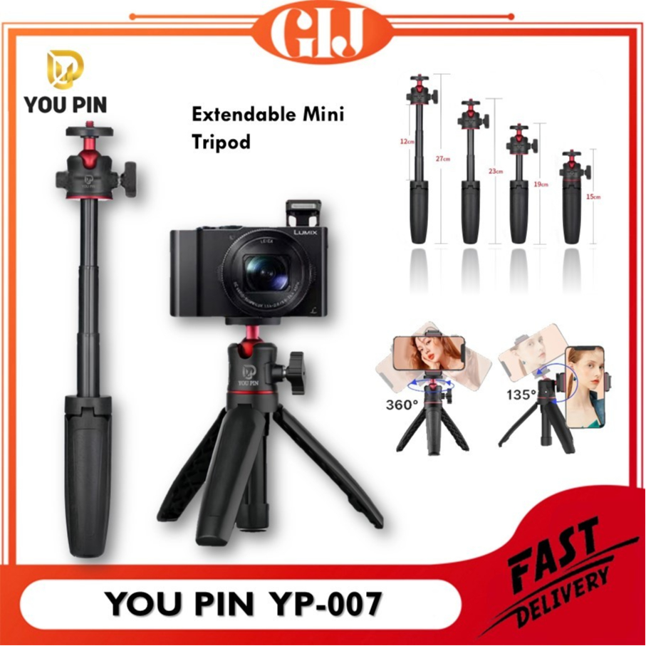 Jual YOU PIN YP-007 Mini Extension Pole Tripod Vlogging Vlogger for ...