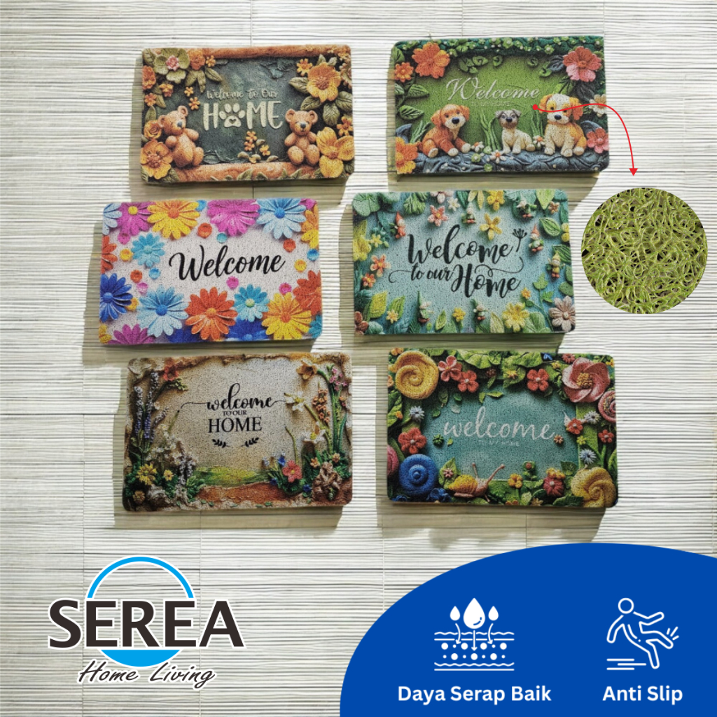 Jual Keset Lantai 3D Print Welcome Premium Anti Slip / Keset Kaki PVC ...