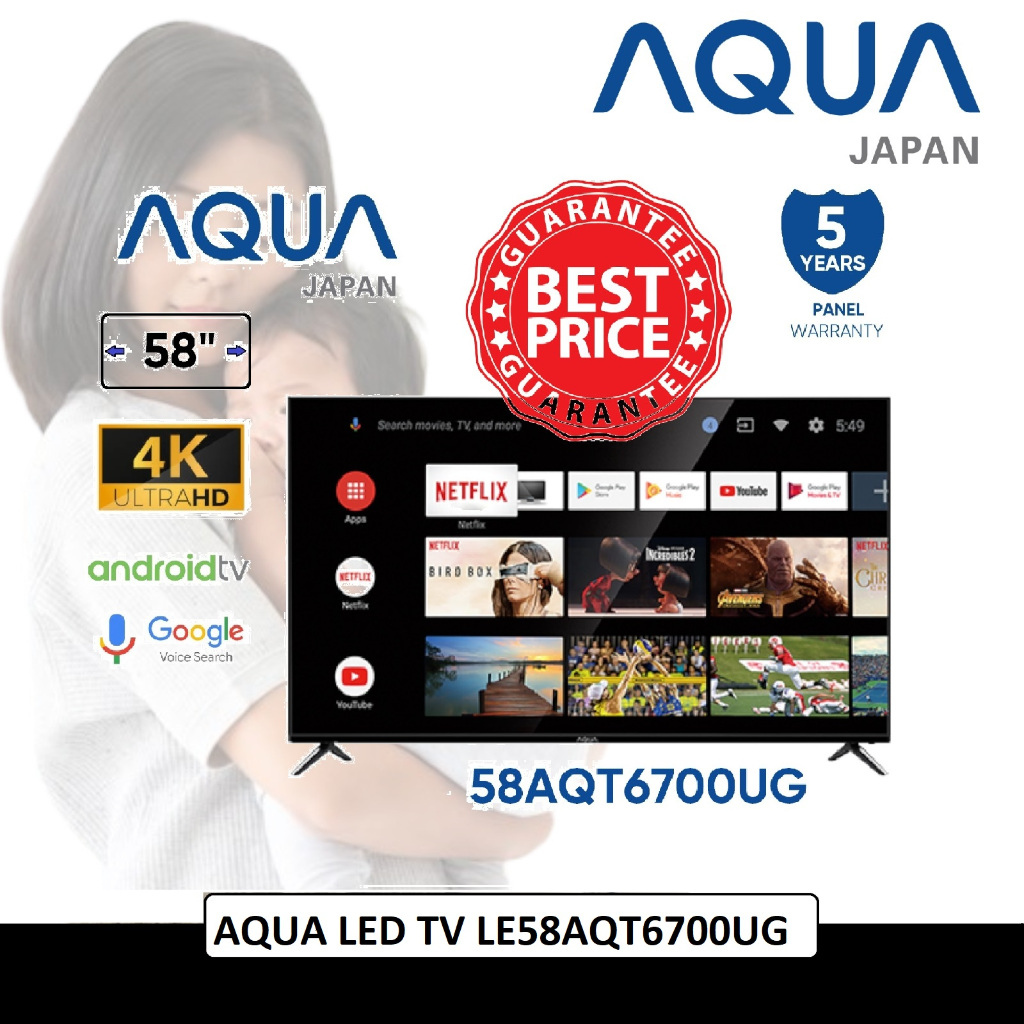Jual LED TV AQUA Android Smart TV LE58AQT6700UG 58 inch | Shopee Indonesia