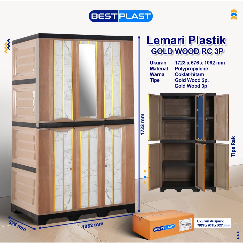 Jual Bestplast BMC GOLD 3P RC Wood / Lemari Plastik 3 Pintu / Lemari ...