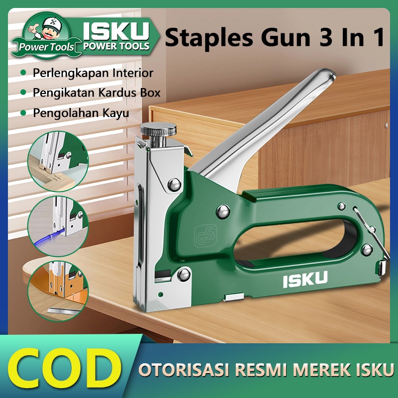 Jual ISKU staple gun staples tembak 3 in 1 chromium molybdenum bisa 3 ...