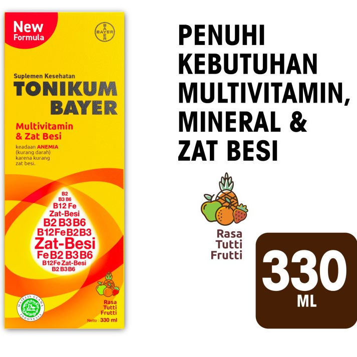 Jual TONIKUM BAYER SIRUP 330 ML / MULTIVITAMIN DAN ZAT BESI 330 ML | Shopee Indonesia