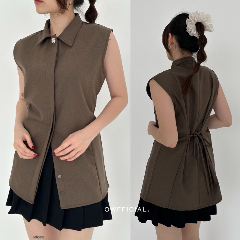 Jual RONA FITTED VEST | Vest kancing bunga flower gold button top ...