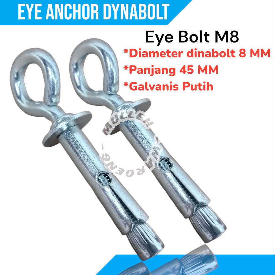 Jual Dynabolt Lubang M8 Eye Bolt Seling Anchor / Dinabolt Gantung Putih ...
