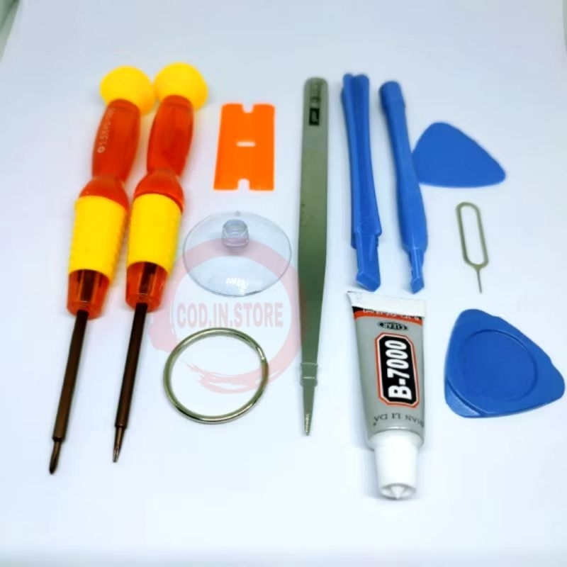Jual Obeng Set 10 in 1 + Lem B7000 3ML Obeng Alat Reparasi hp Universal | Shopee Indonesia